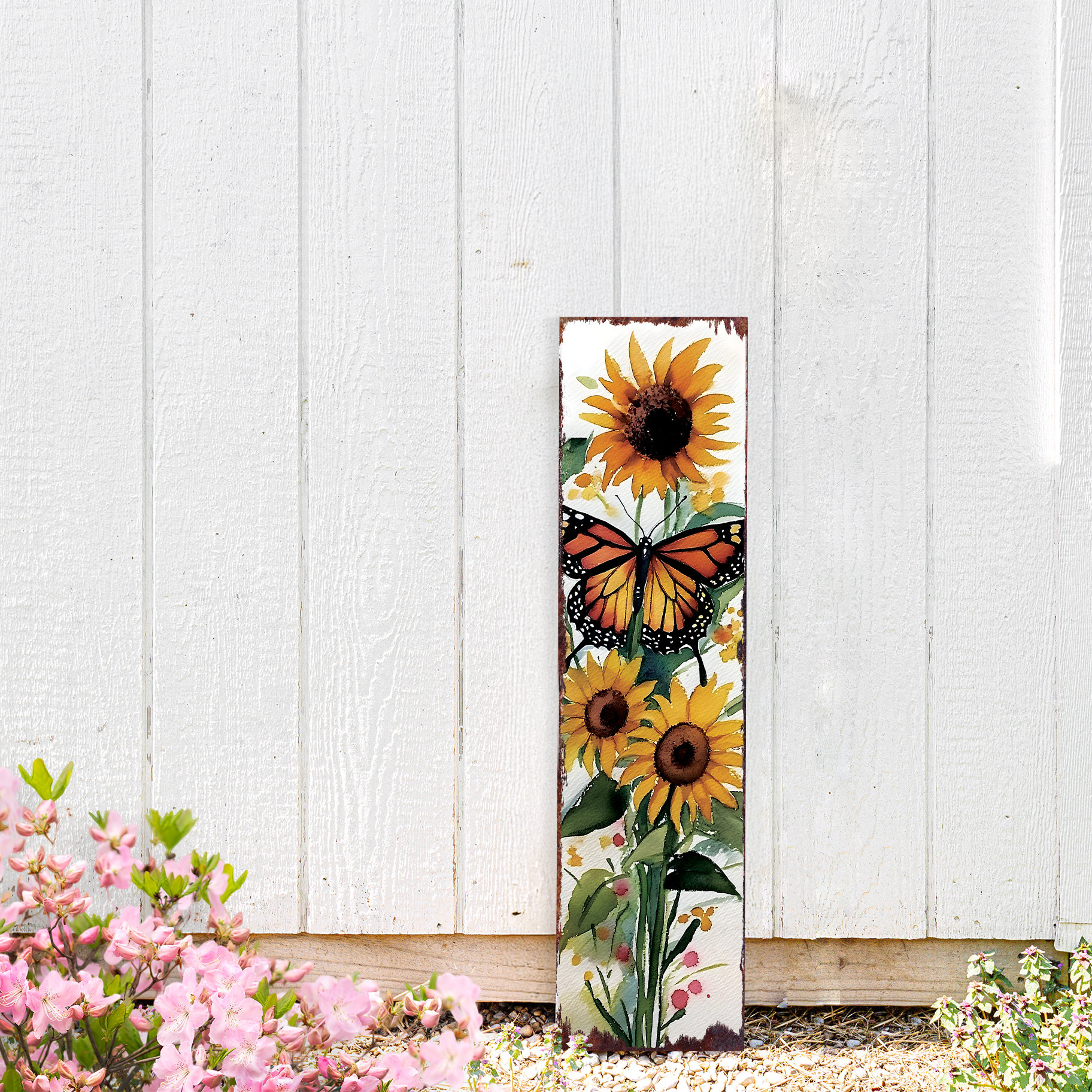 August Grove® Summer Watercolor Monarch Butterfly with Sunflower Porch ...