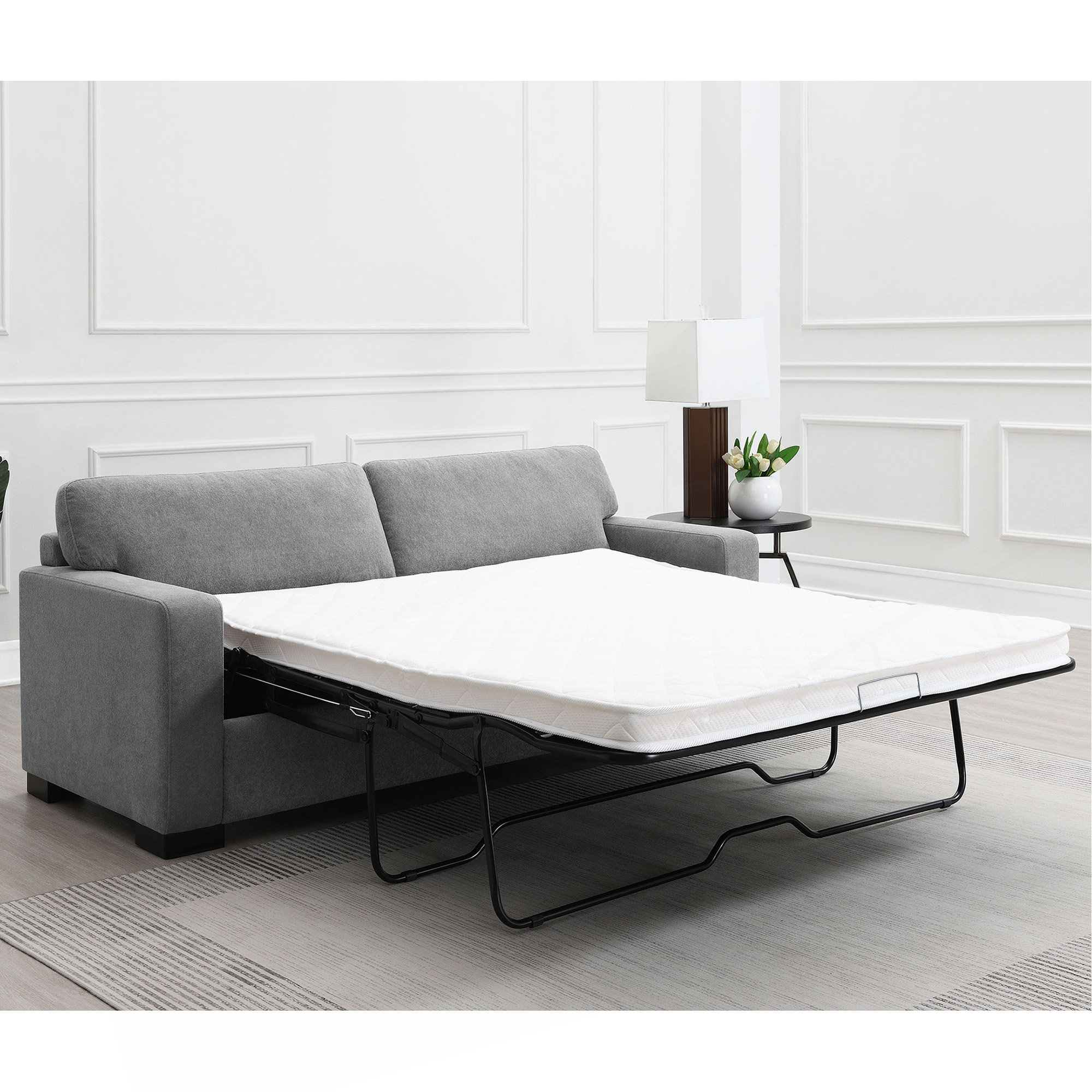 Hokku Designs Vicente Grey Upholstered Sofa Sleeper | Wayfair