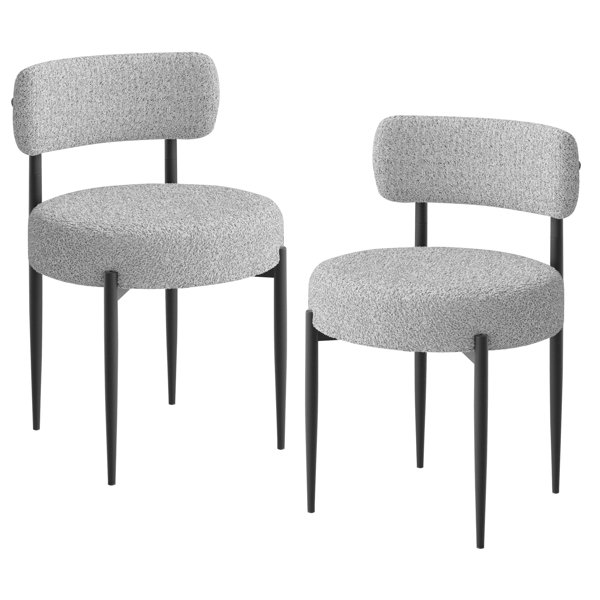 Latitude Run® Latitude Run Round Boucle Dining Chairs Set 2 | Wayfair