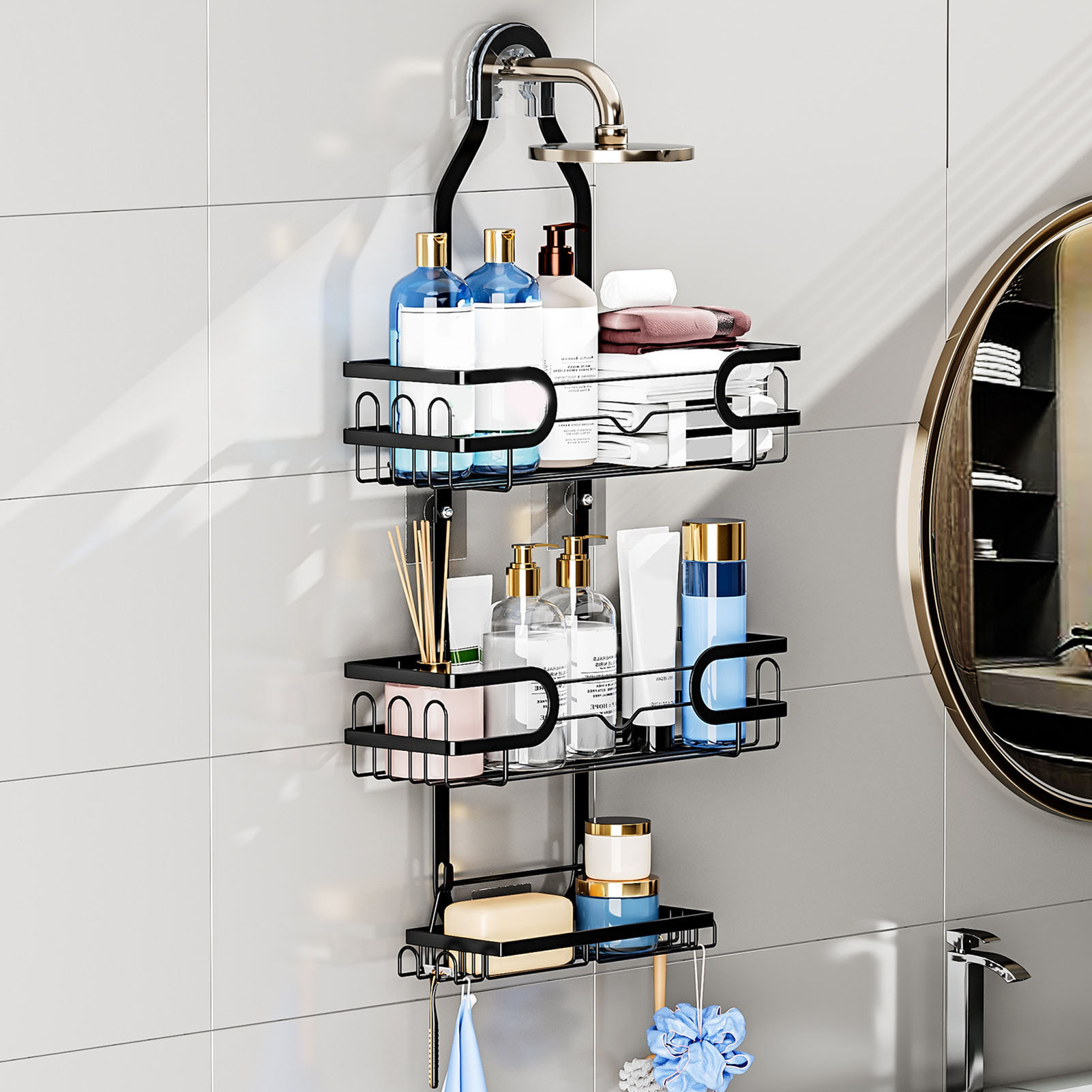 Rebrilliant 3 Tier Shower Caddy Easy Installation Shower Hanging ...