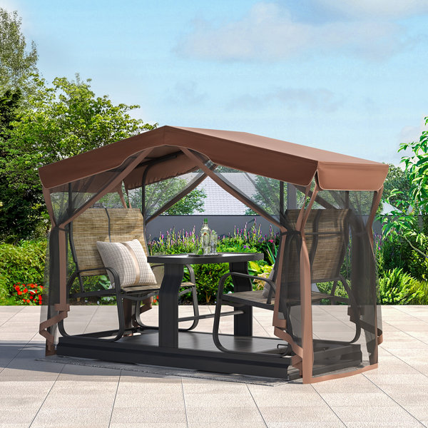 Arlmont & Co. Musheerah 4-Seat Outdoor Aluminum Glider Benches With ...