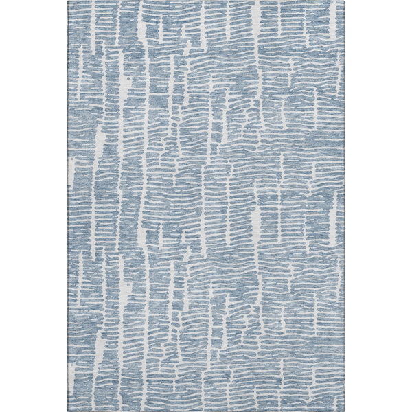 Bungalow Rose Premium Machine Washable Howton Blue Rug | Wayfair