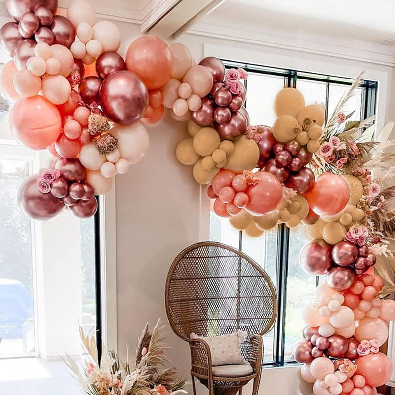 The Party Aisle™ Blush Balloon Garland Arch Kit Retro Pink Rose Gold ...