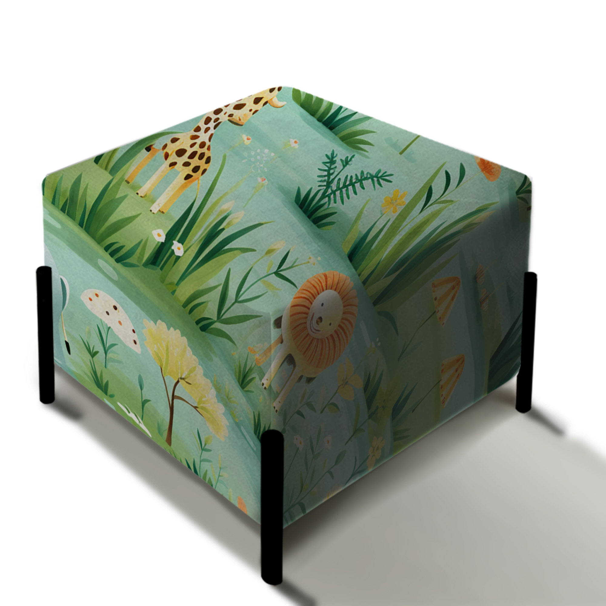 Design Art Cartoon Jungle Safari Animal Print - Animal Print Square ...