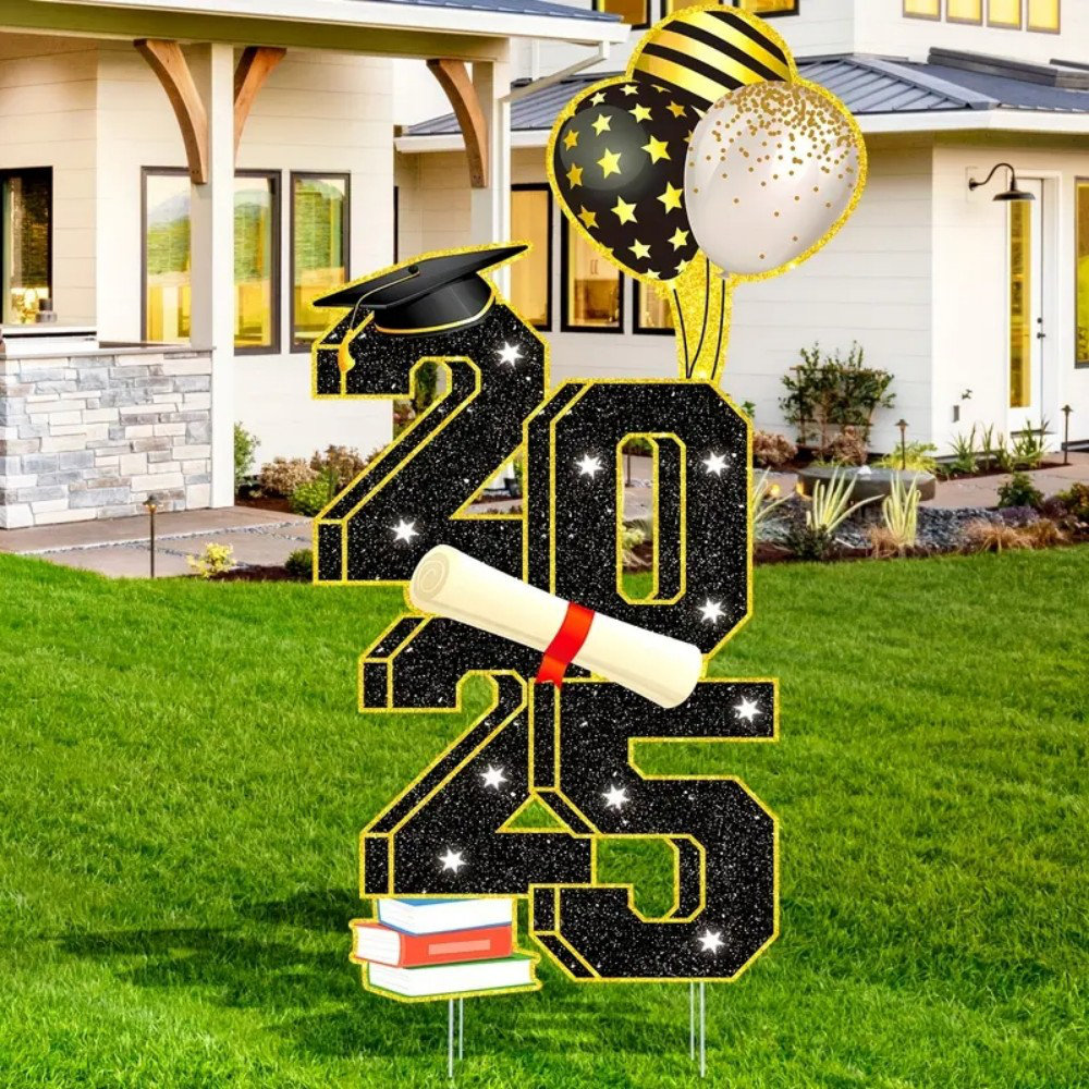 The Holiday Aisle® 3.5 FT Large Class 2025 Graduation Yard Sign Yard ...