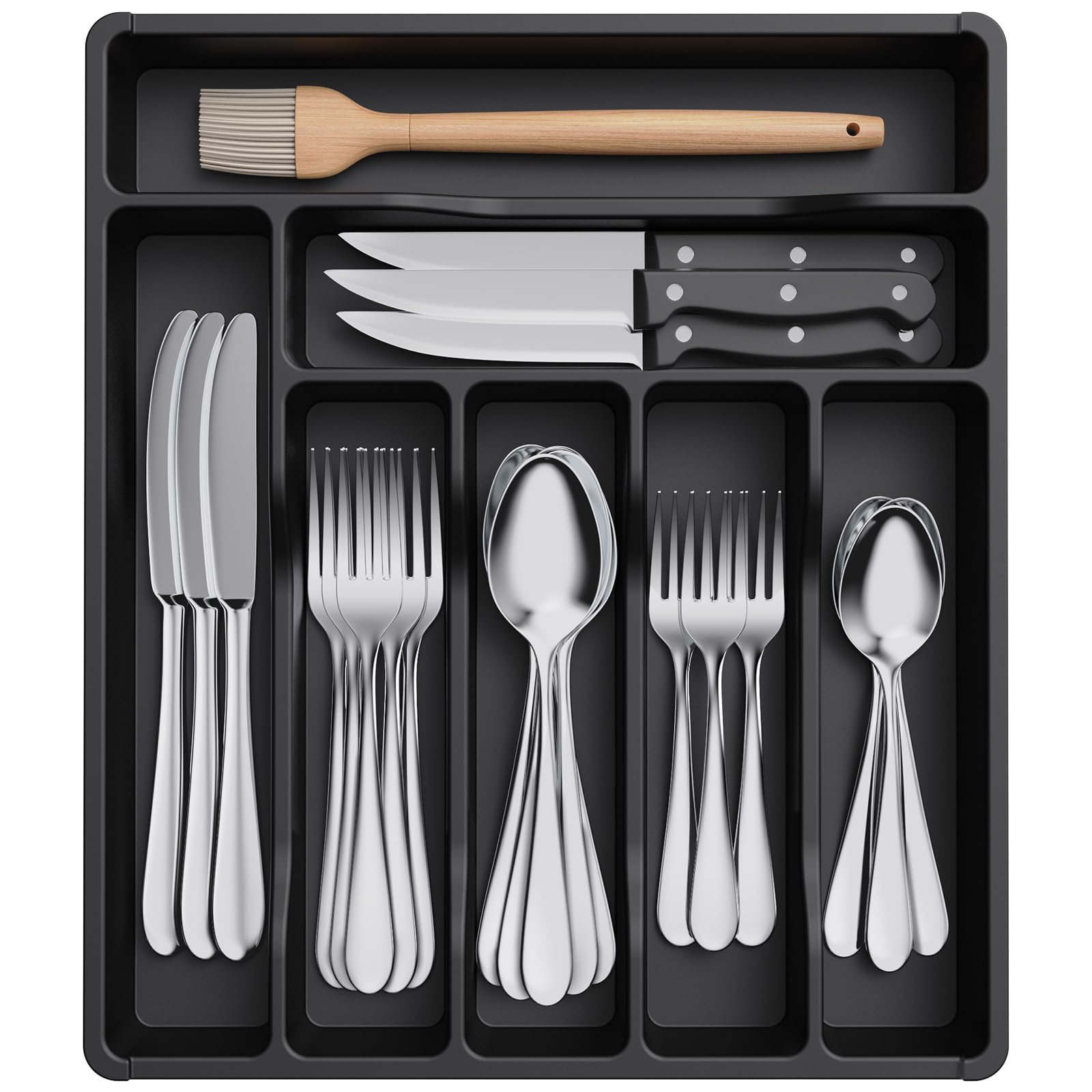 Prep & Savour Silverware Drawer Organizer Tray, Flatware And Utensil ...