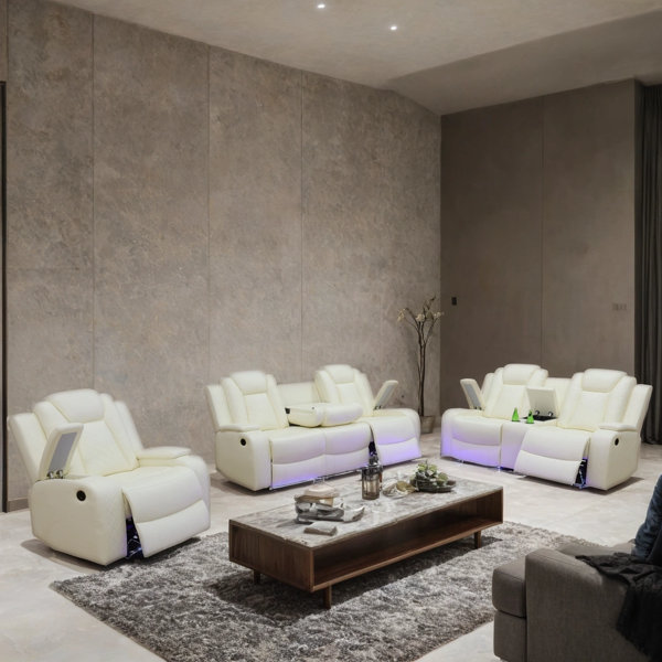 Latitude Run® Xander 3 - Piece Vegan Leather Electric Power Reclining ...