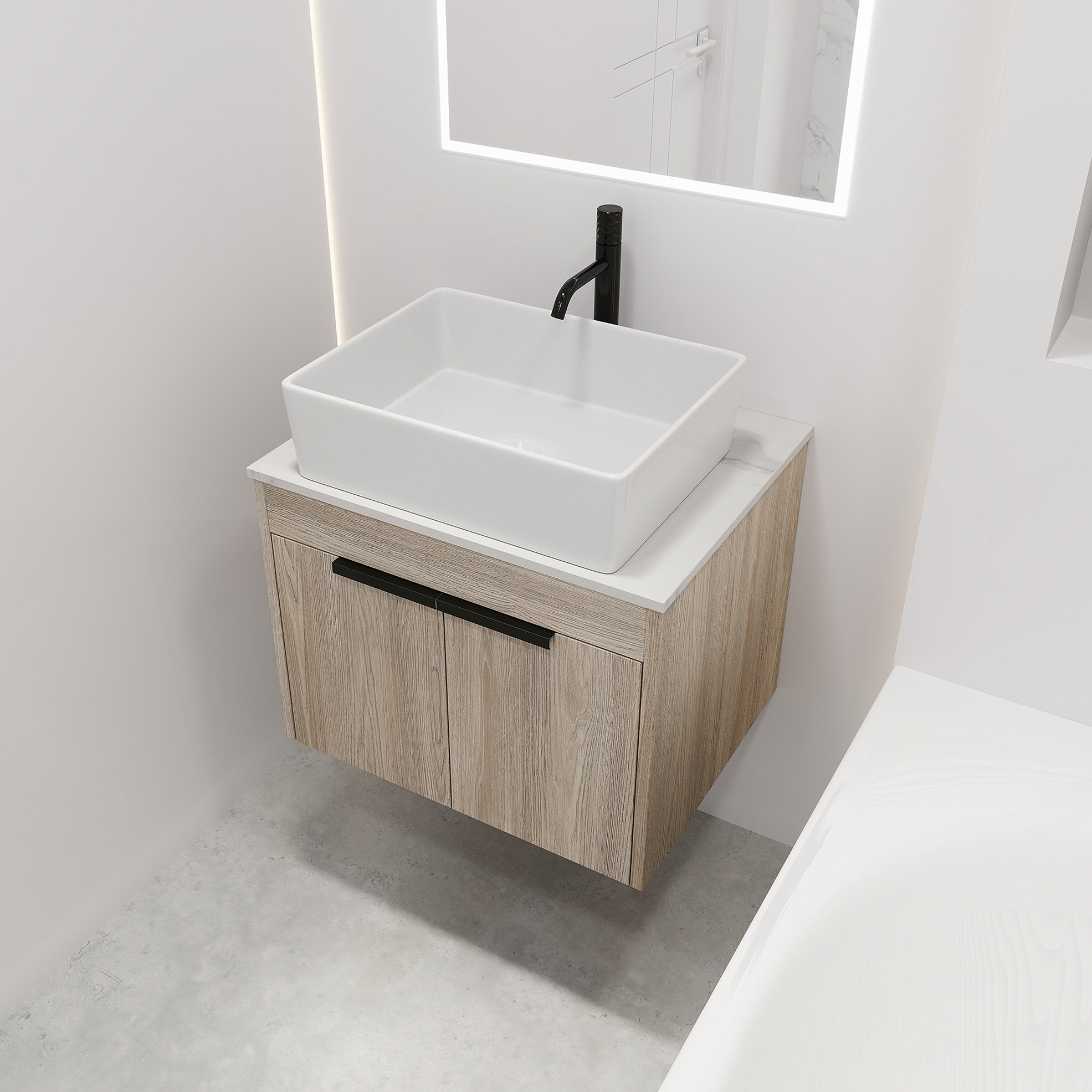 Ebern Designs Modern Design Float Bathroom Vanity With Ceramic Basin ...