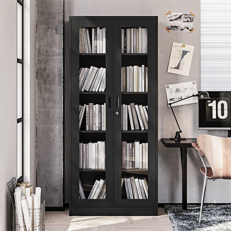 Display Cabinet With Glass Doors, Curio Cabinets With 4 Adjustable ...