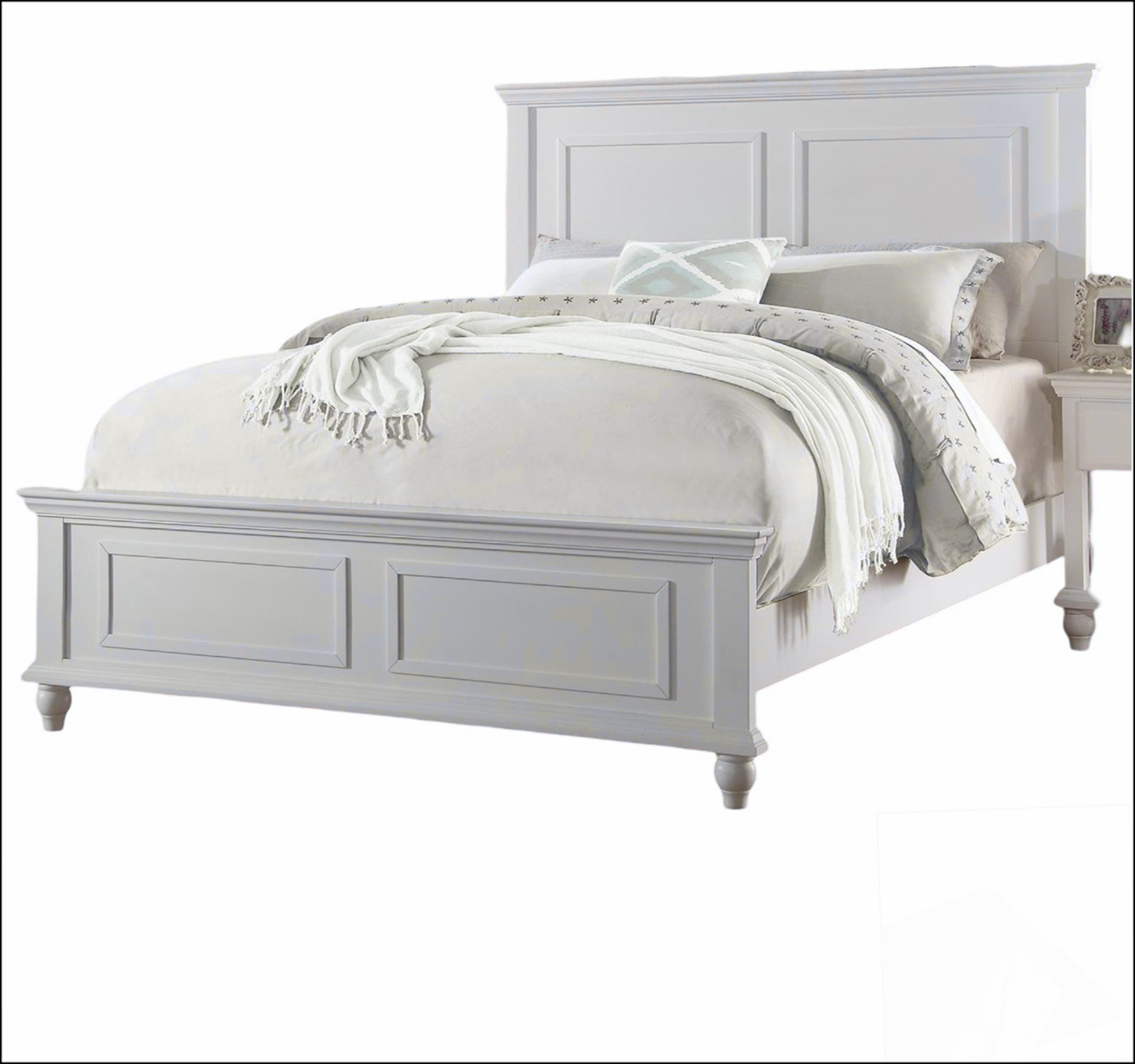 Latitude Run® White Color Queen Size Bed Bedroom Furniture High Panel ...