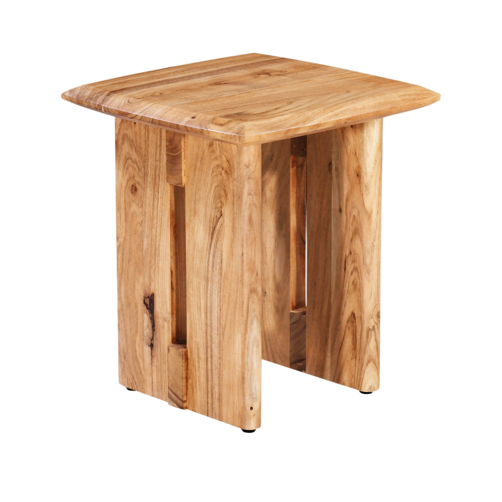 Millwood Pines 18 In. Solid Acacia Wood End/Side Table With Curved ...