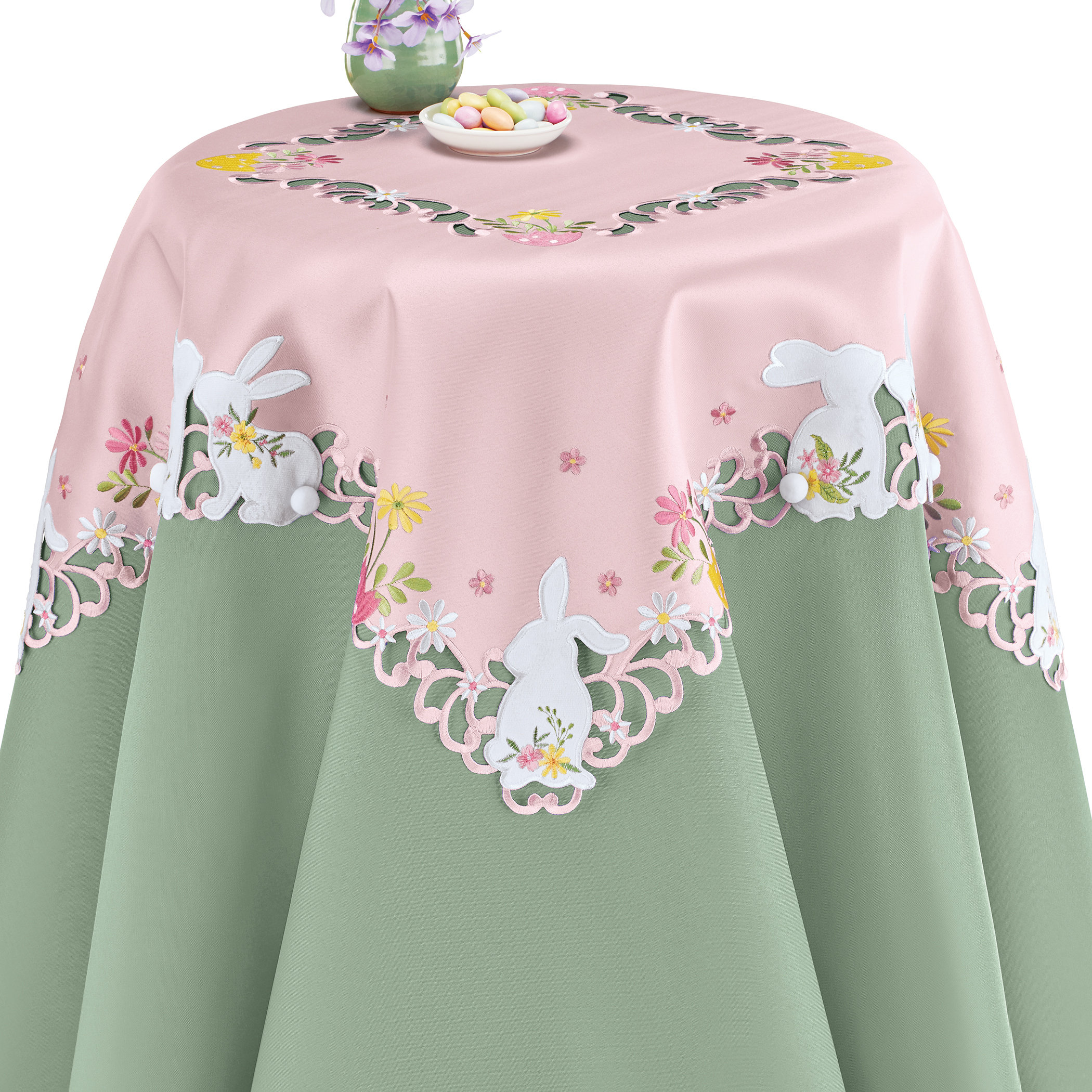 August Grove® Bunnies and Embroidered Floral Table Linens | Wayfair