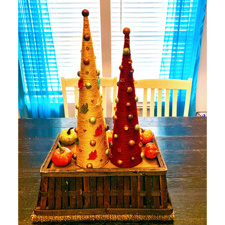 The Holiday Aisle® Fall Tabletop Cone Tree Set | Wayfair