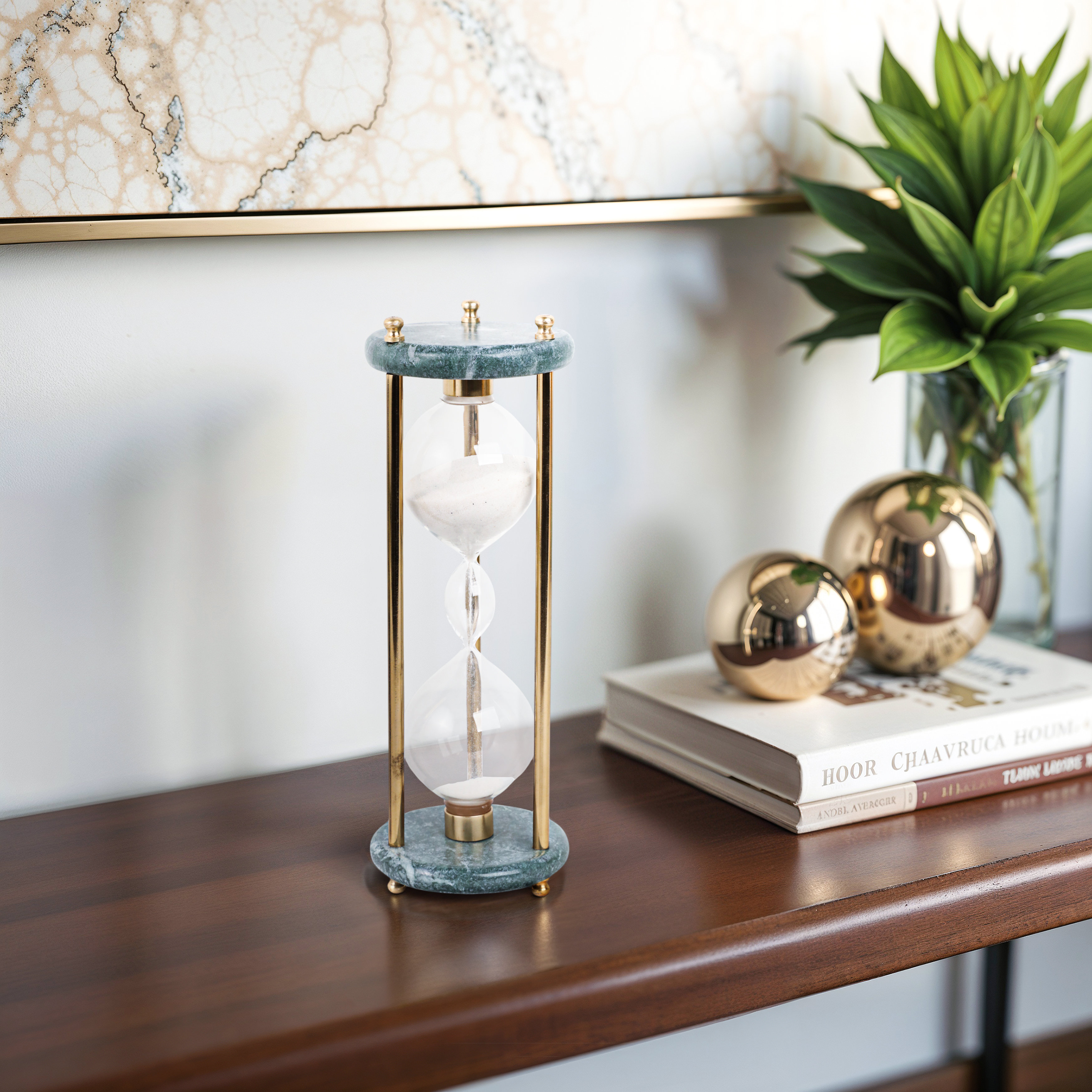 Mercer41 11" Finnegan Green Marble Hourglass | Wayfair