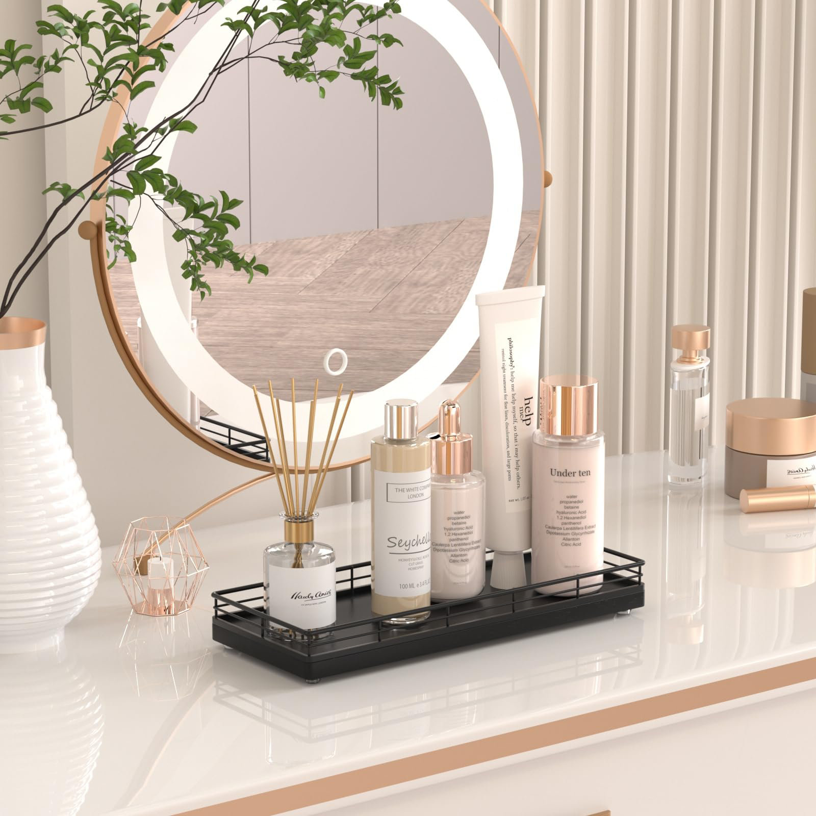 Red Barrel Studio® Bathroom Counter Tray, Oak Decorative Dressing Table ...