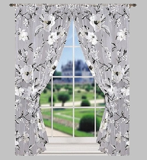 Ophelia & Co. Garfield Bath Window Floral/Flower Rod Pocket Sheer ...