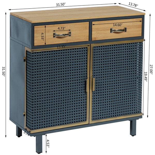 Everly Quinn Lenorak 31.5'' Wide 2 Drawer Iron Server | Wayfair