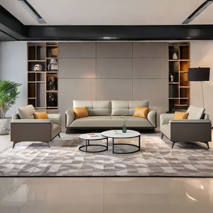 Walkoly Office sofa leather simple business sofa set | Wayfair