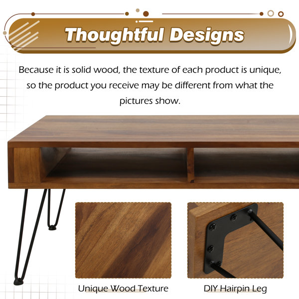 17 Stories Neta Walnut Coffee Table with Storage | Wayfair