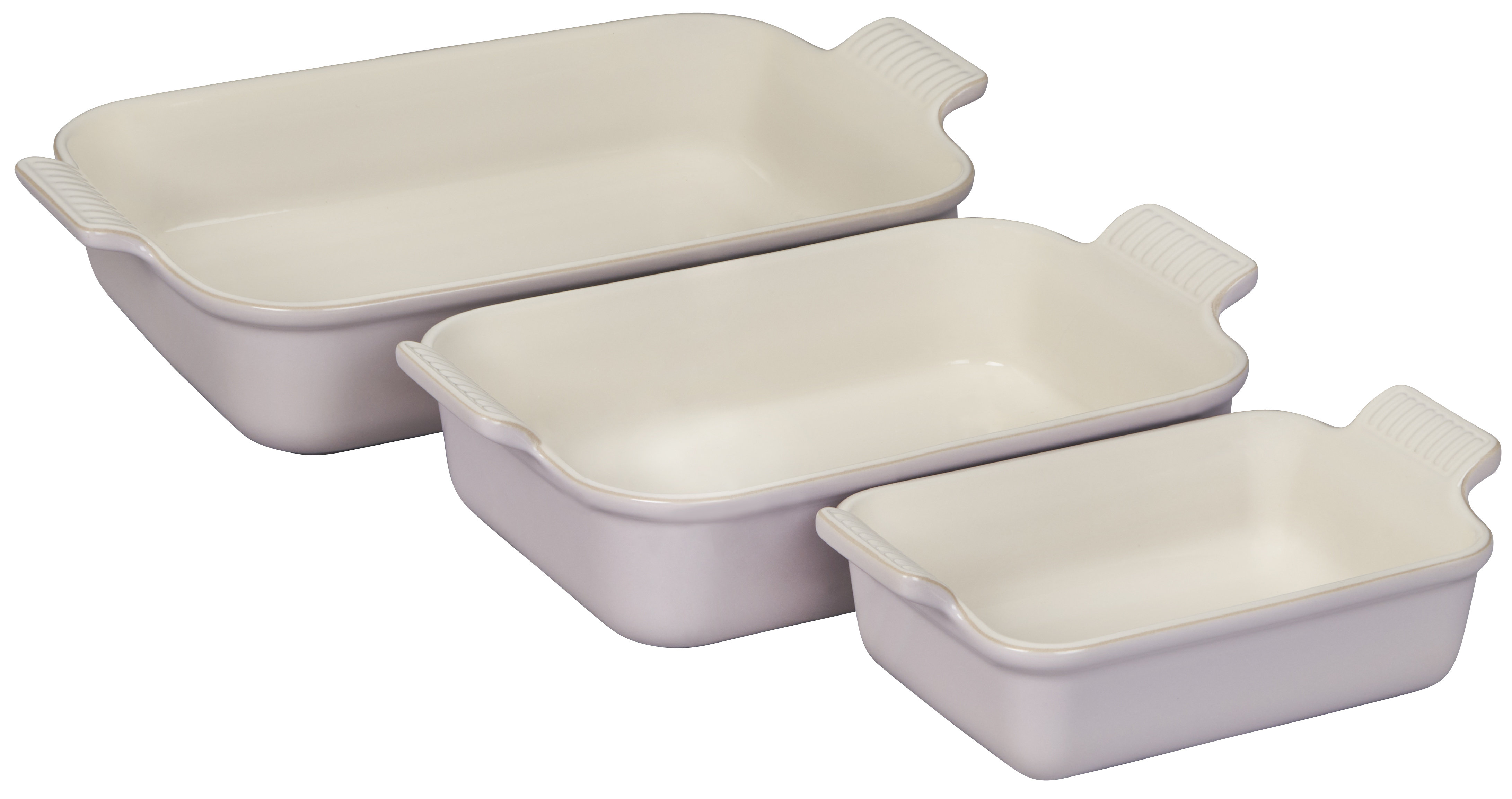 Le Creuset Stoneware Heritage Set Of 3 Rectangular Dishes, Shallot ...