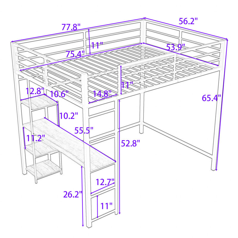 Mason & Marbles Ferris Full Loft Bed with Built-in-Desk | Wayfair