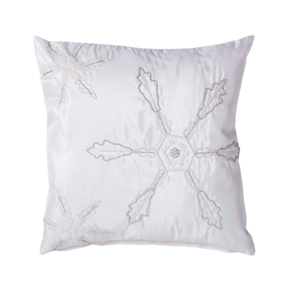 Vickerman Silk Beaded Snowflakes Throw Pillow | Wayfair
