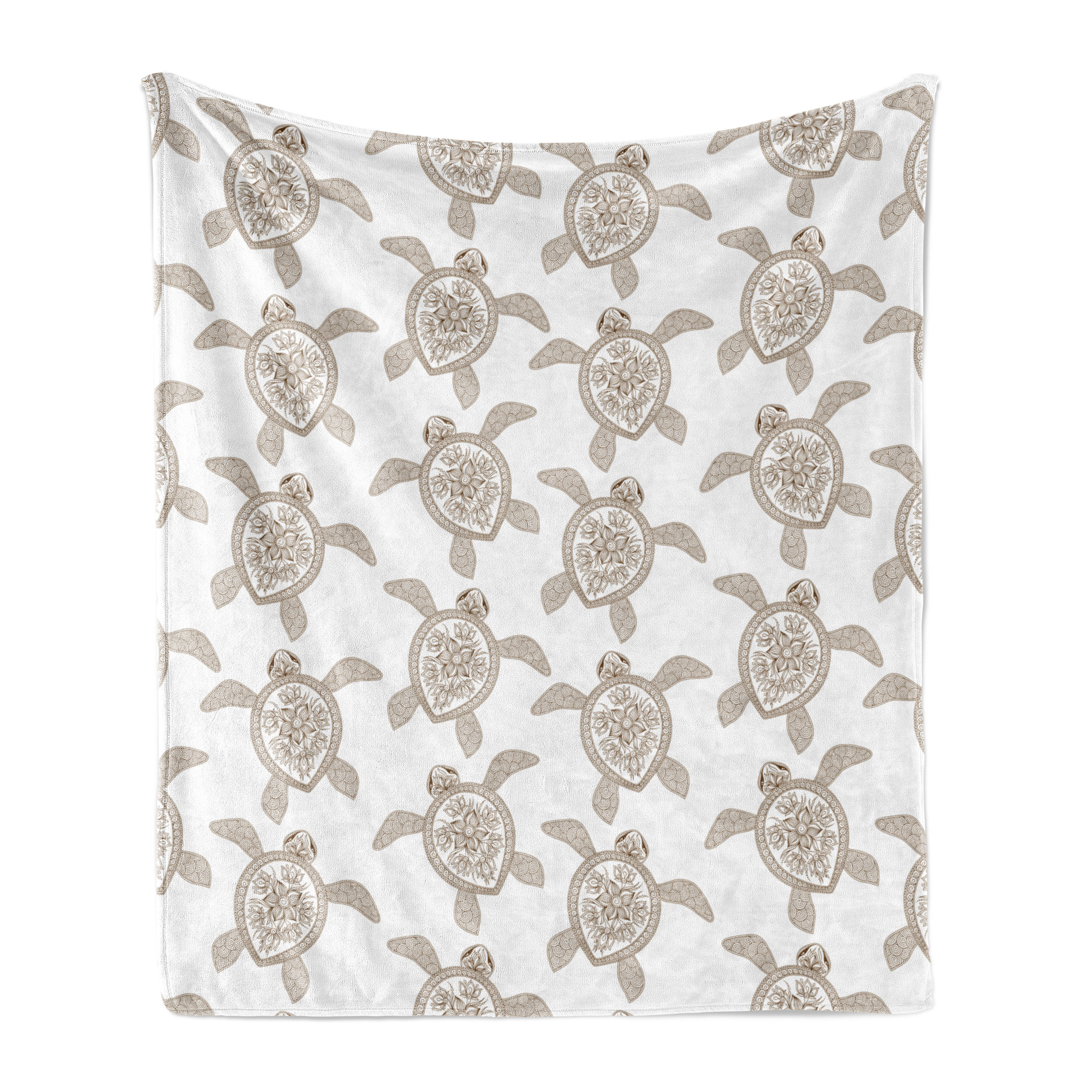Ambesonne Turtle Fleece Throw Blanket Animal Along Floral Drawings Dark ...