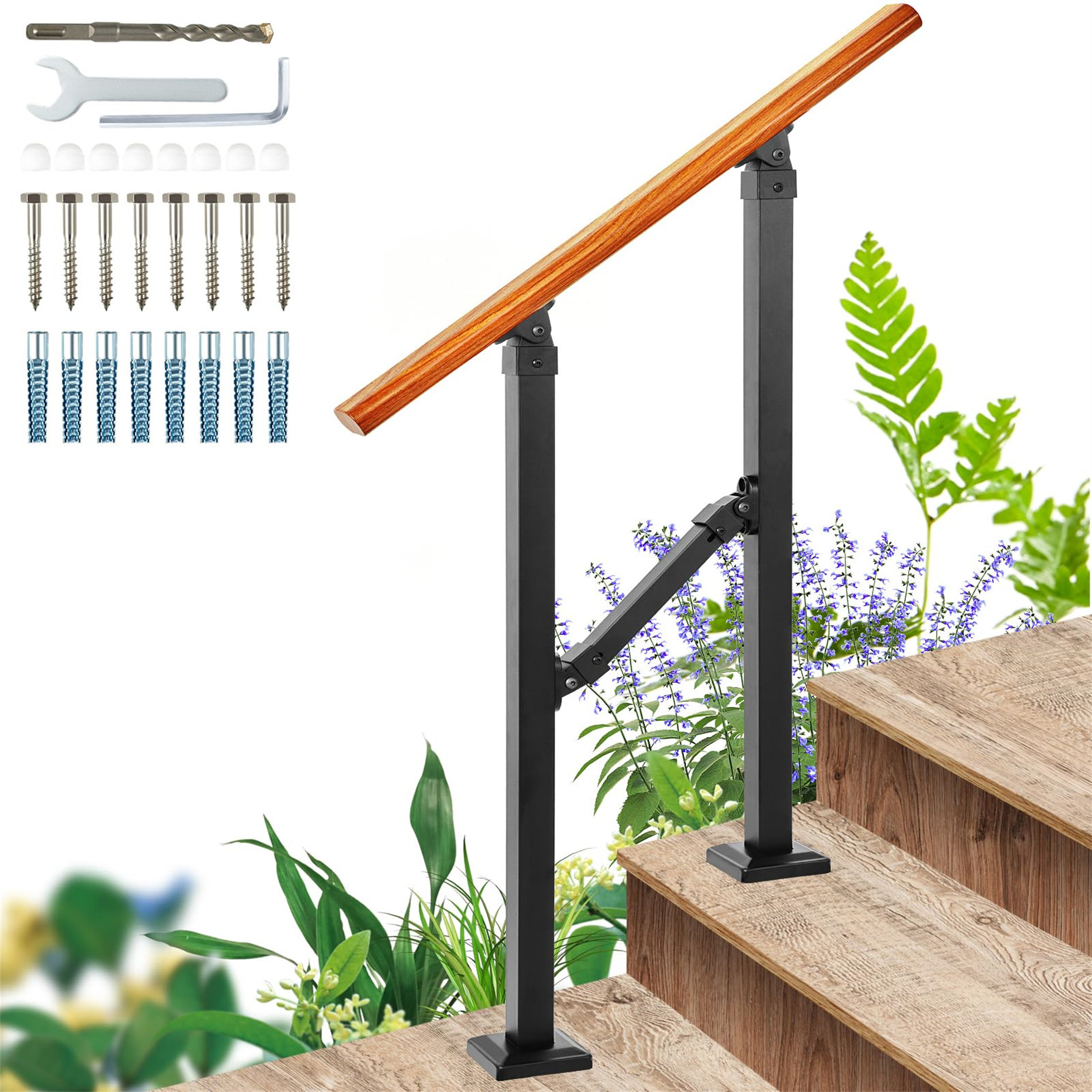 URKNO Outdoor Step Handrails | Wayfair