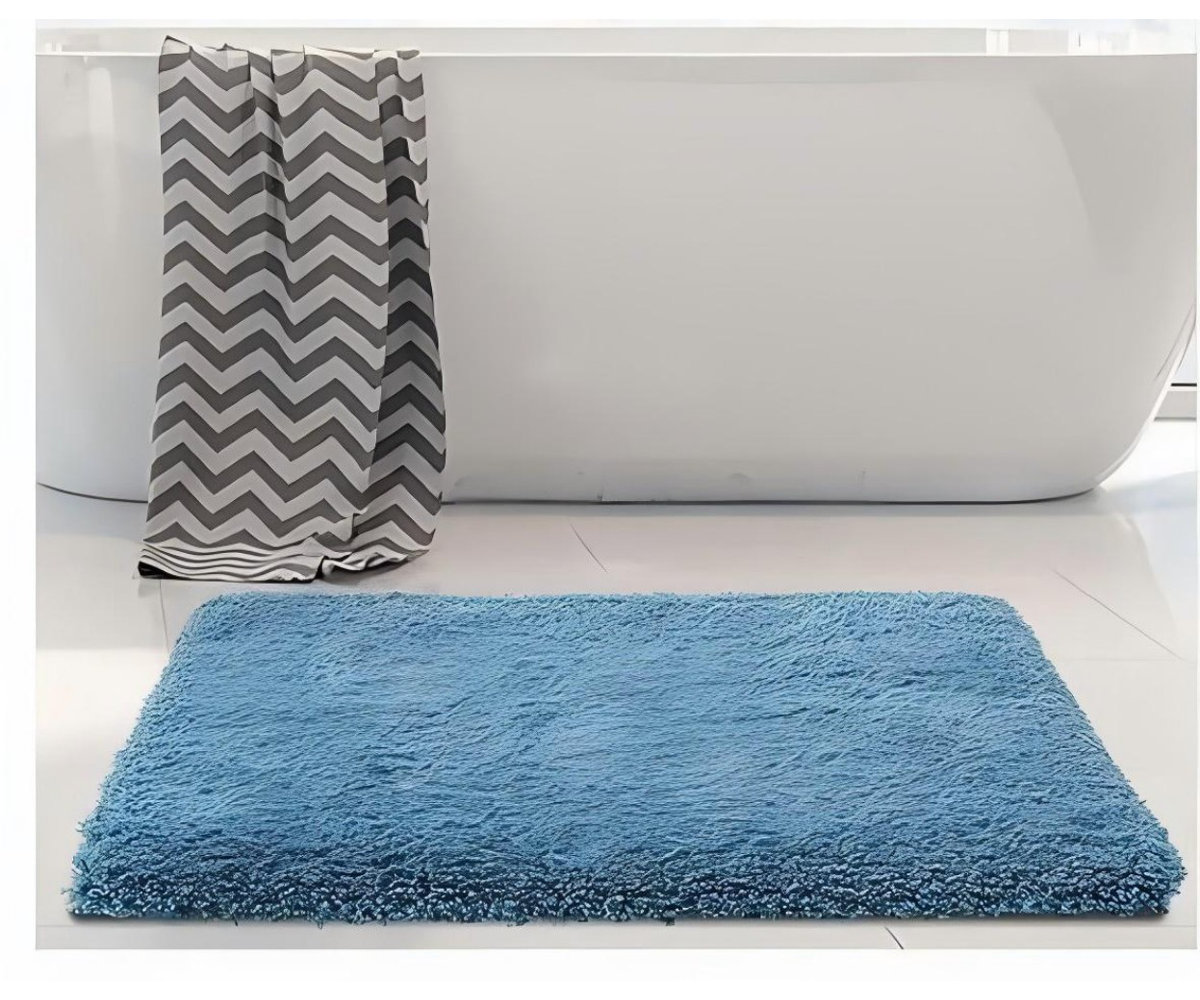 Everly Quinn Blue Bathroom Rug Mats Super Absorbent, Washable Bath Mat ...