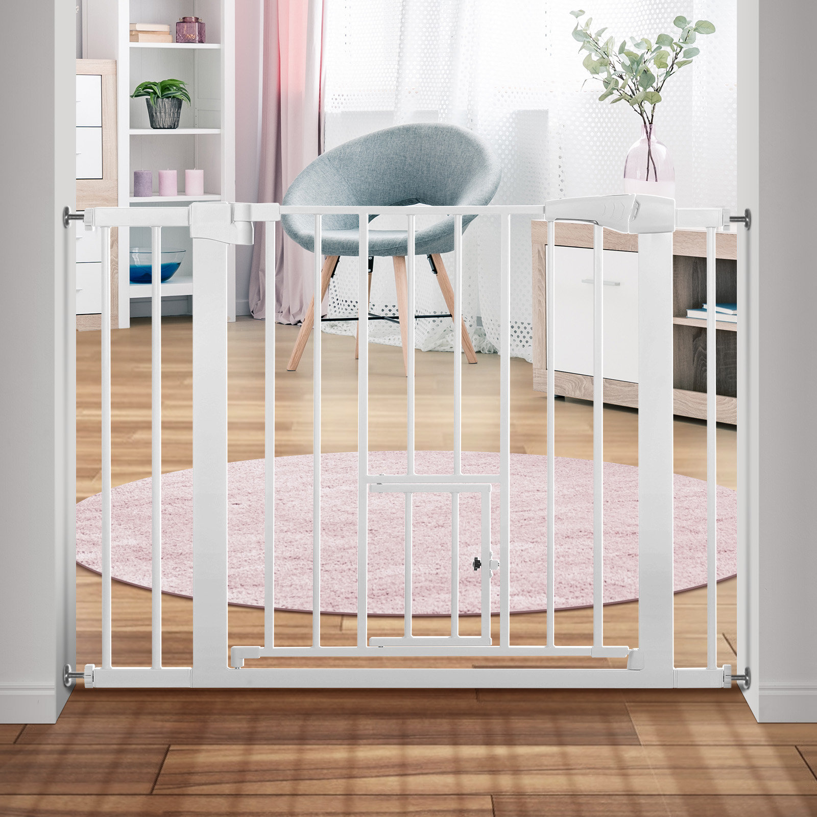 Toocapro Heavy Duty Metal Auto Close Baby Safety Gate Pressure Mounted ...