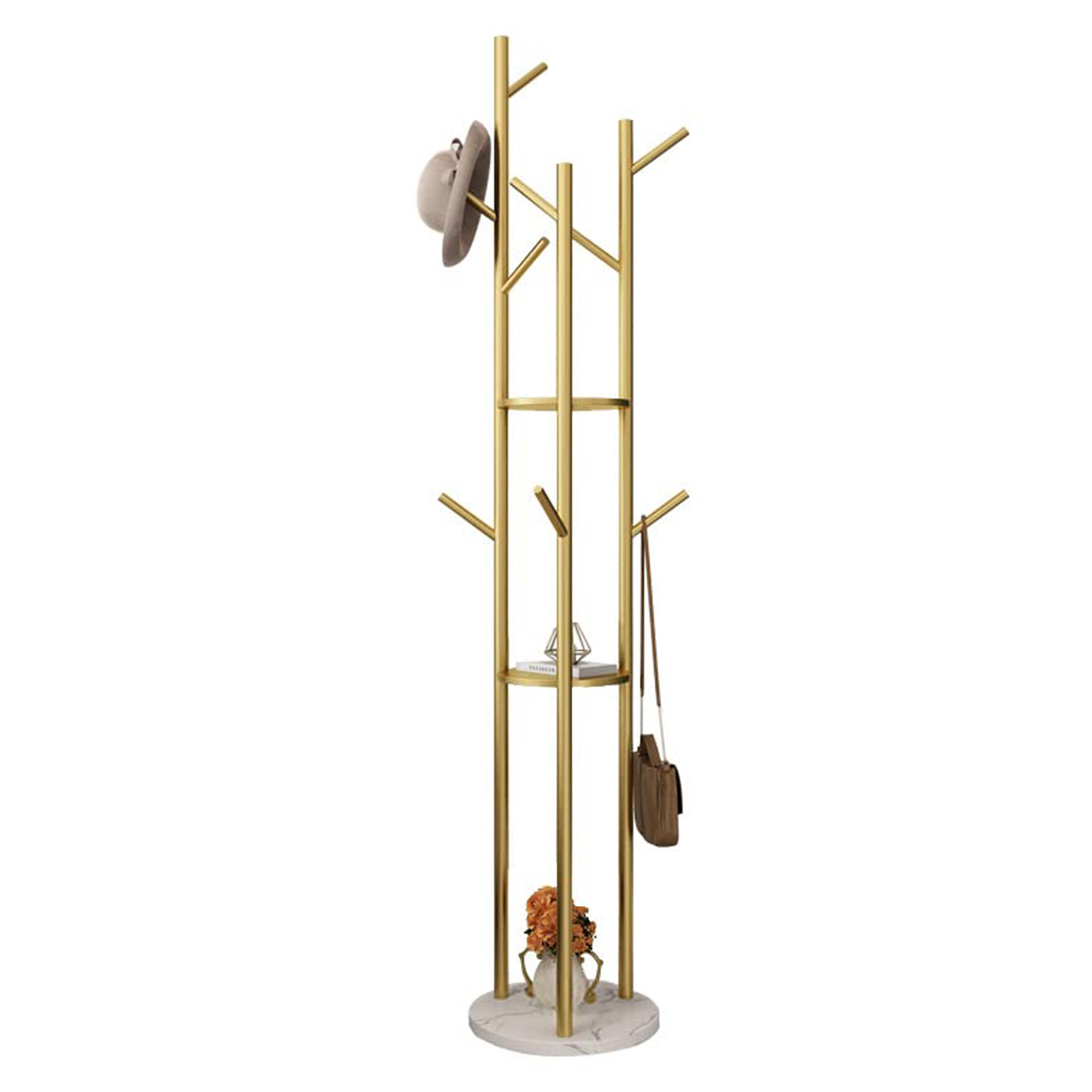 Hokku Designs Metal Coat Racks Tree Hanger Freestanding with 3 Storage ...