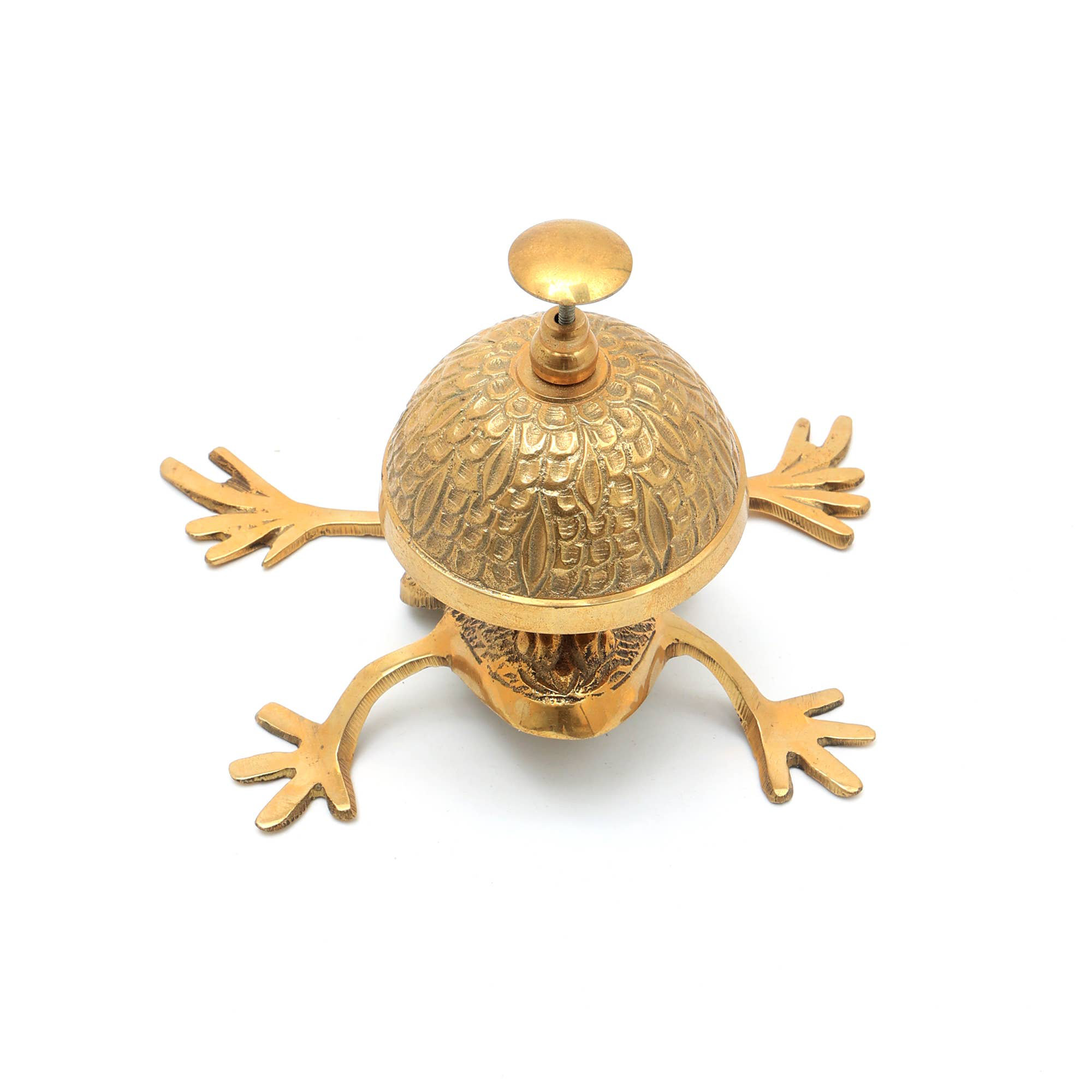 House of Hampton® Decorative Gold-Plated Brass Desk Bell in Frog Design ...