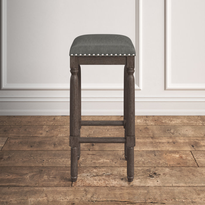 Kelly Clarkson Home Mia Upholstered Counter Stool with Solid Wood Frame ...