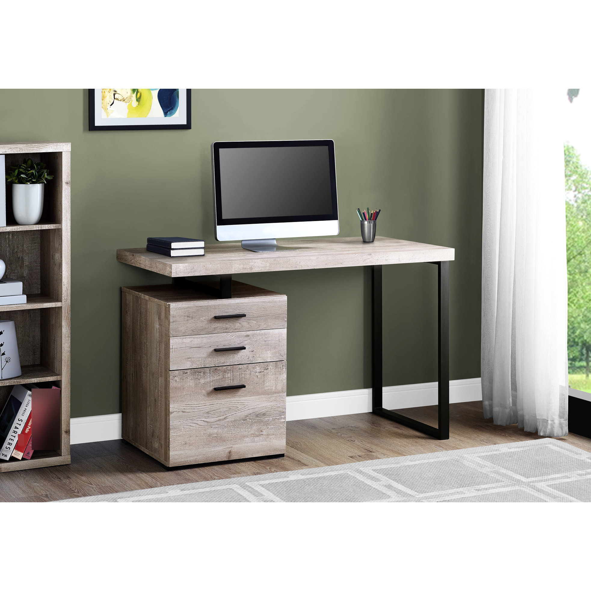 Latitude Run® Home Office Work Desk - 48"l Taupe Beige Laminate And ...