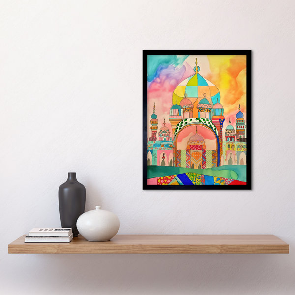 Marlow Home Co. Abstract Mosque Islam Folk Art Art Print Framed Poster ...