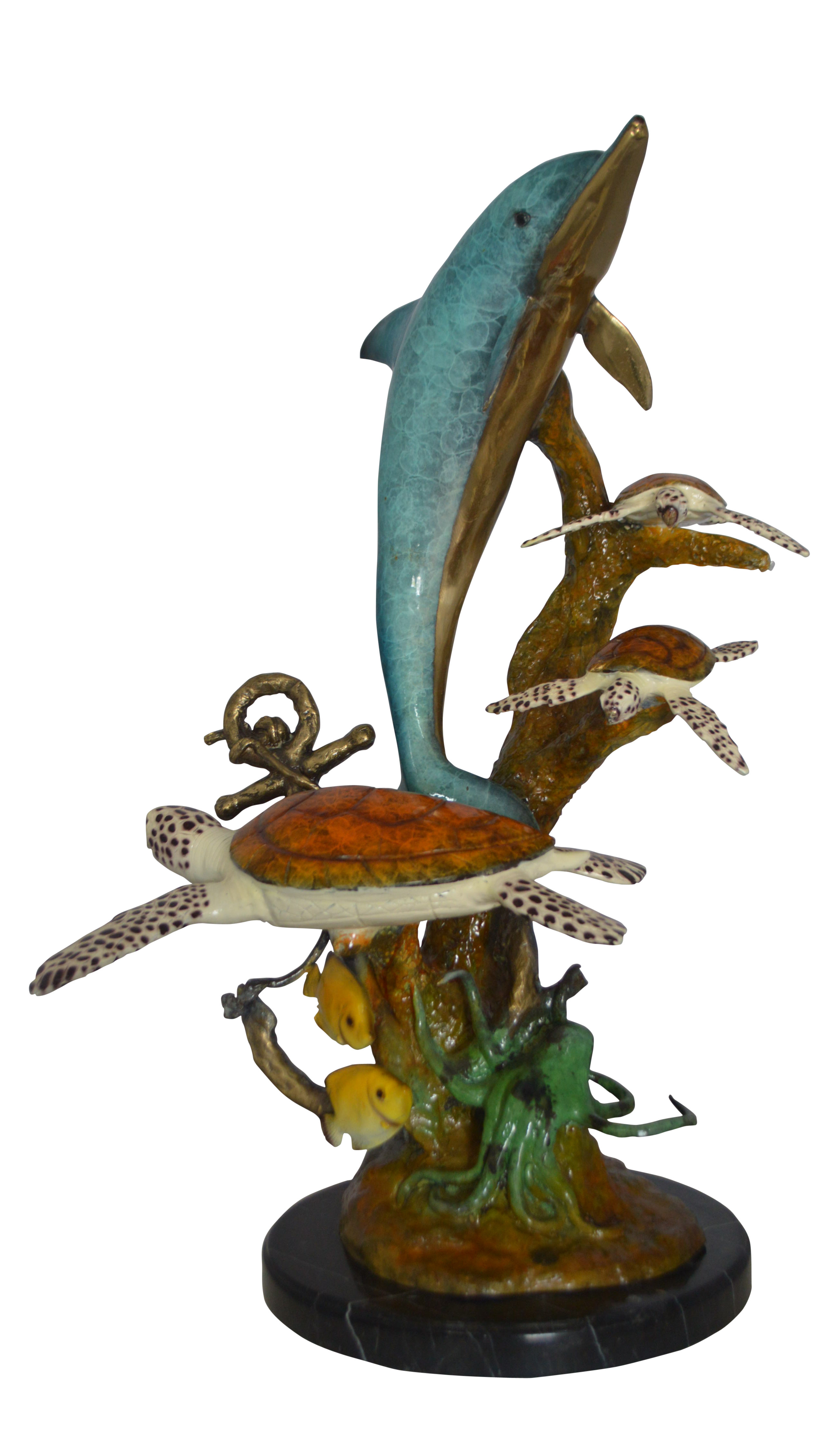 Nifao Statues Statue bronze bronze avec dauphins et fontaine - Taille ...