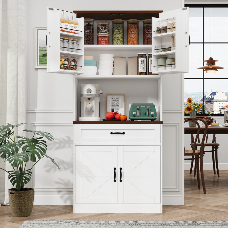 Gracie Oaks 71" Tall Kitchen Pantry Storage Cabinet, Modern Kitchen ...