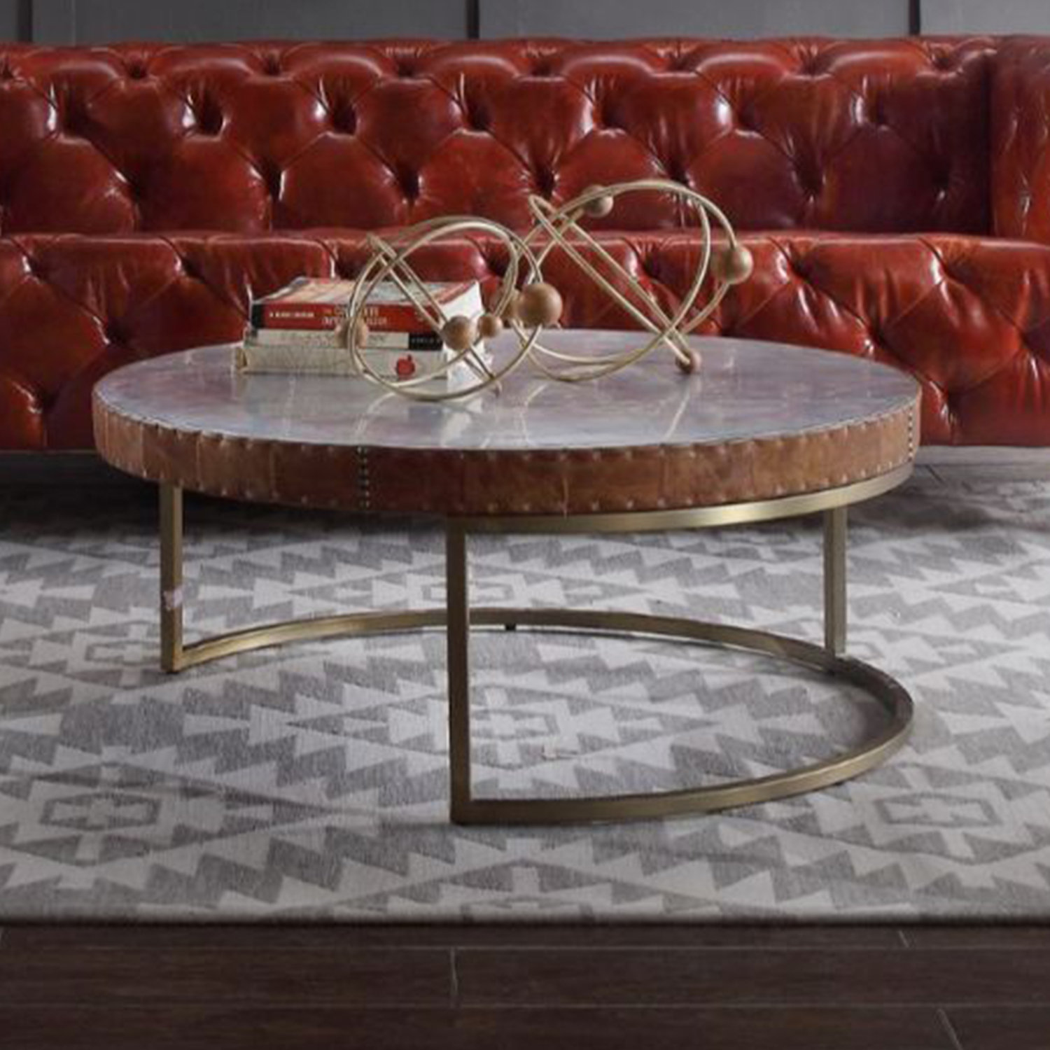 Foundry Select Woodford Round Coffee Table in Aluminum and Cocoa ...