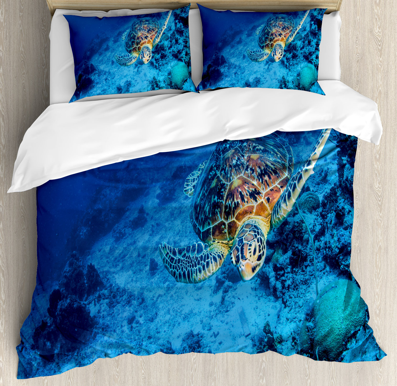 Ambesonne Ensemble de housse de couette à thème de mer en tortue de mer ...