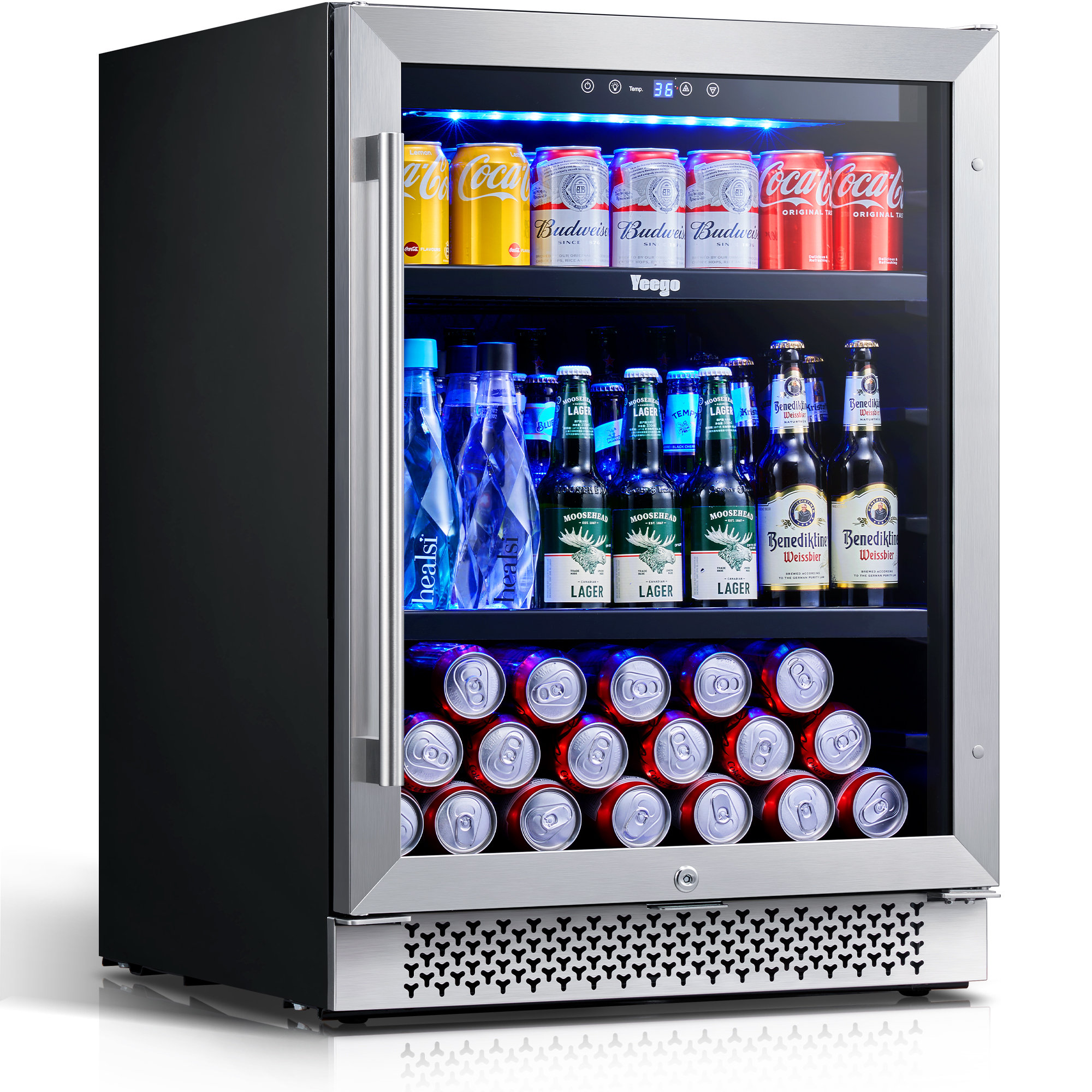 Yeego 24'' 180 Can Built-in Beverage Refrigerator Beer Fridge Drink ...