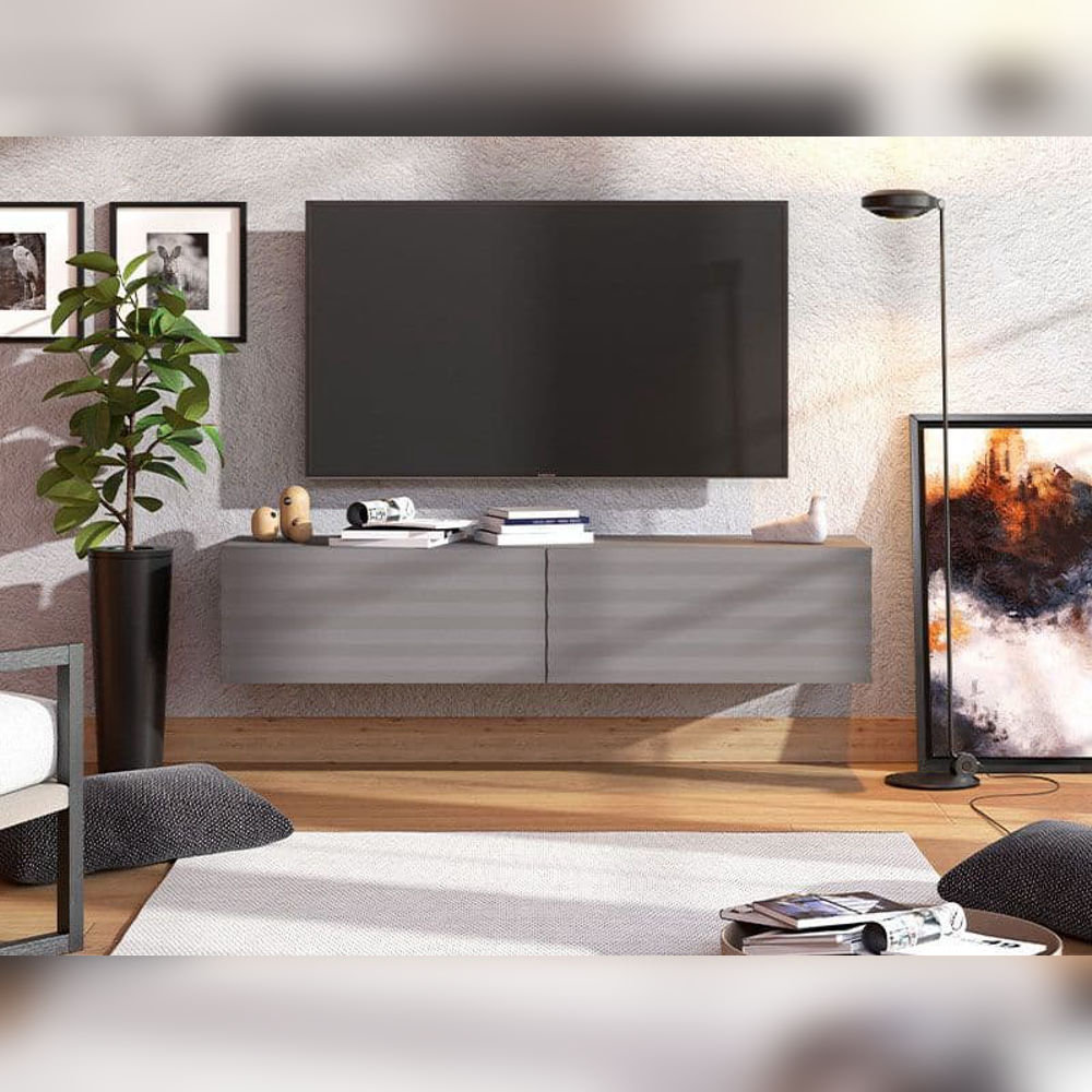 17 Stories Graphite Grey Wall Mounted Floating Tv Unit 154cm Widemodern ...