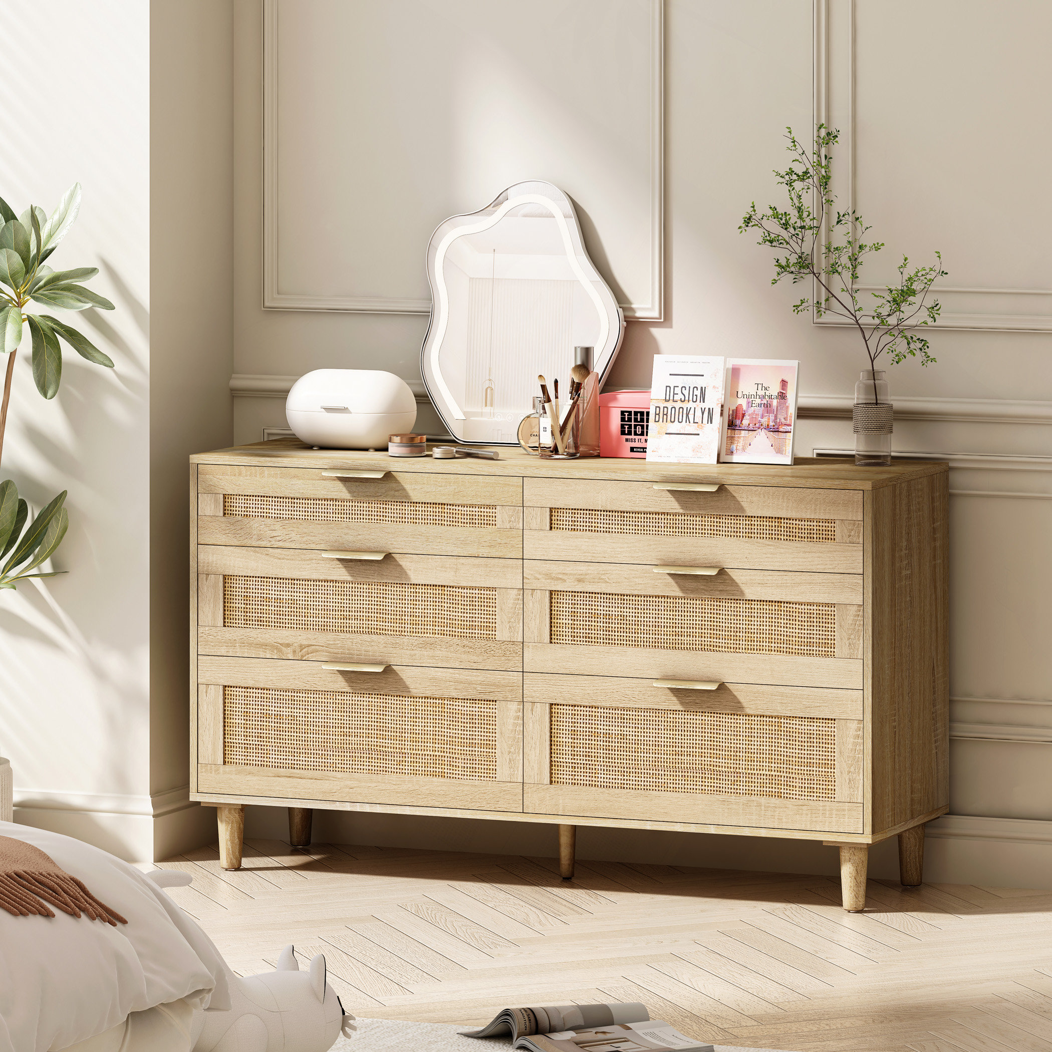Ebern Designs Drawer Dresser, 51" Dresser With Drawers, 6 Drawer ...