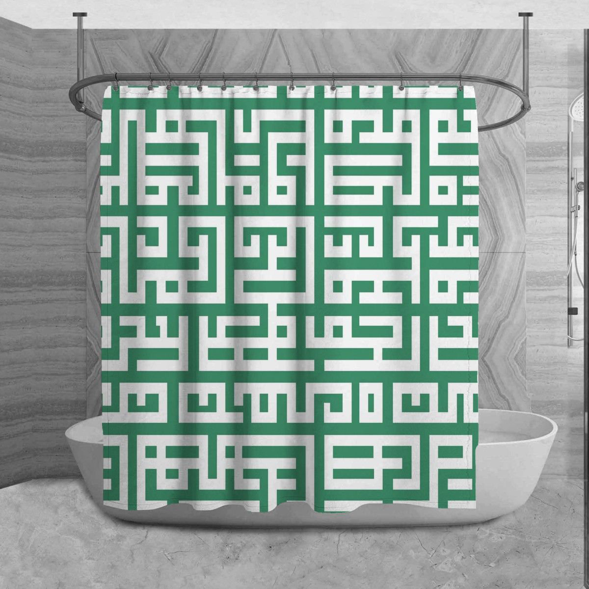 East Urban Home Greek Key Shower Curtain Pattern Bathroom Decor Green ...