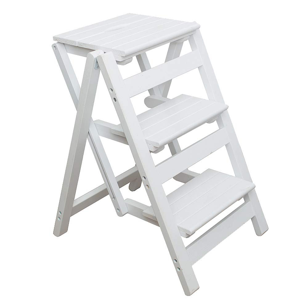 Red Barrel Studio® 3 Step Folding Portable Wooden Step Stool | Wayfair
