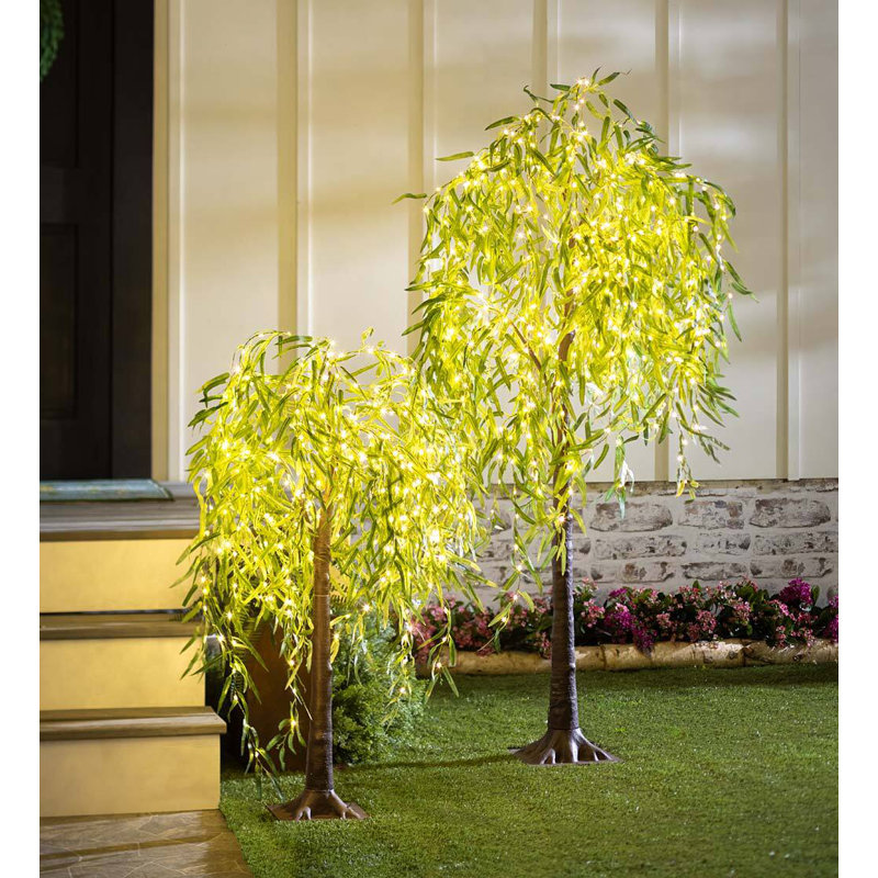 Plow & Hearth Indoor/Outdoor Electric Lighted Green Willow Tree, 6'H ...
