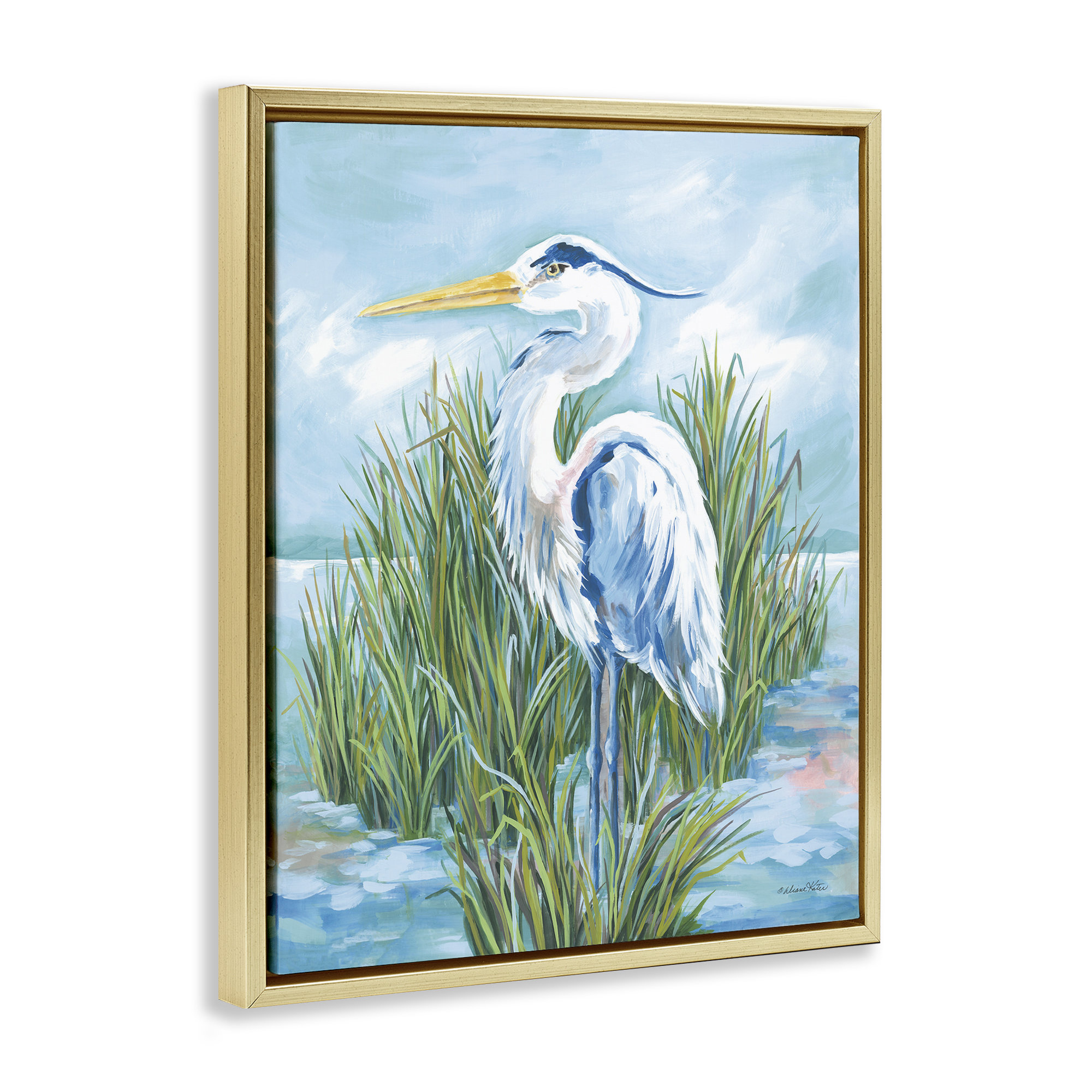 Dovecove Coastal Heron Bird Floating Frame, design by Diane Kater | Wayfair