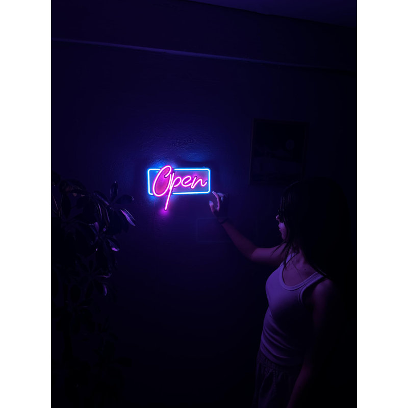 Trinx Open Metal Neon Sign, Neon Wall Sign, Neon Door Sign, Entryway ...