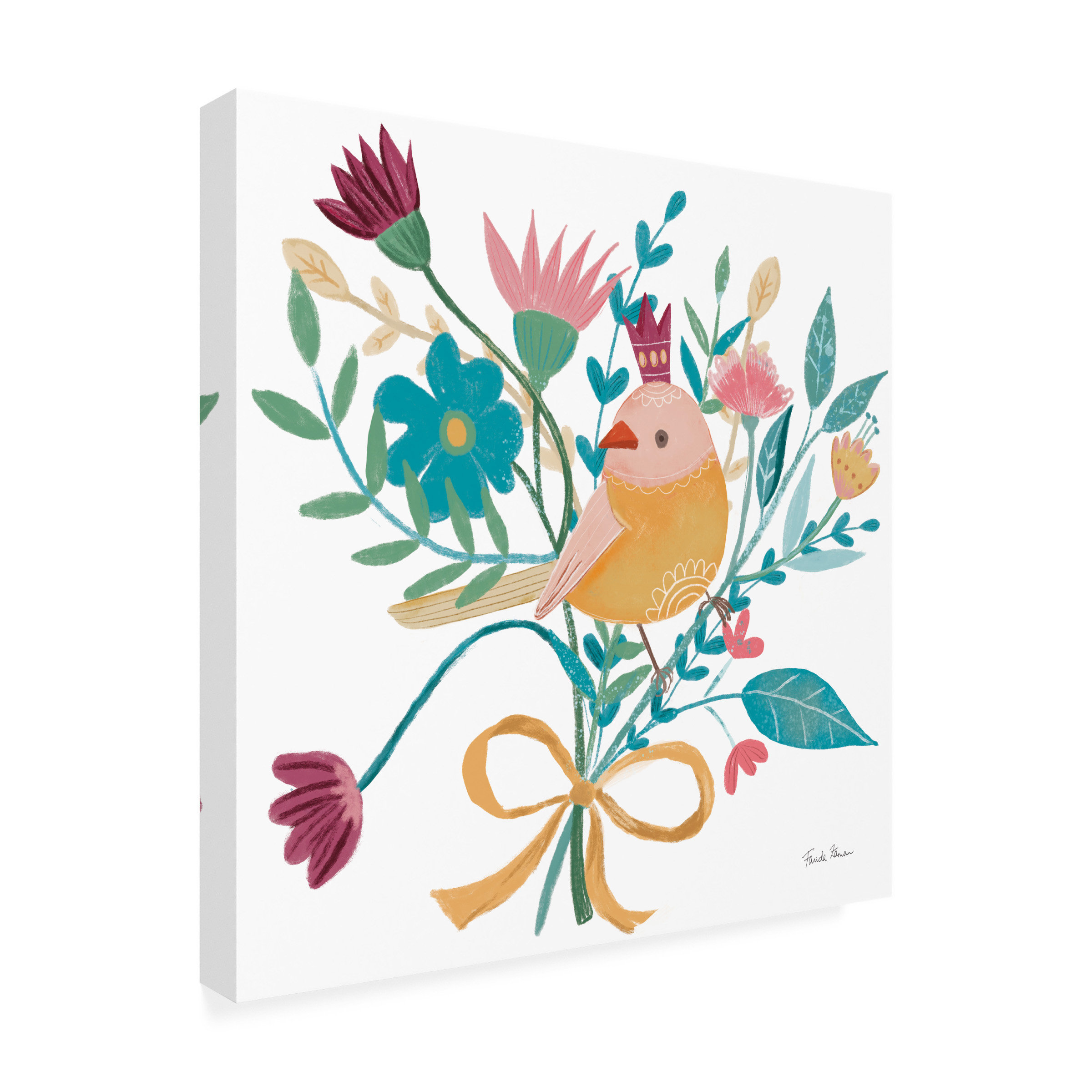 Red Barrel Studio Farida Zaman ''Royal Birds III White'' Canvas Art ...
