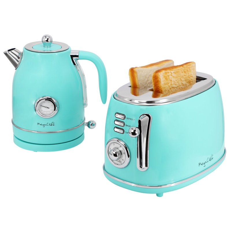 MegaChef 1.7 Liter Electric Tea Kettle and 2 Slice Toaster Combo in ...