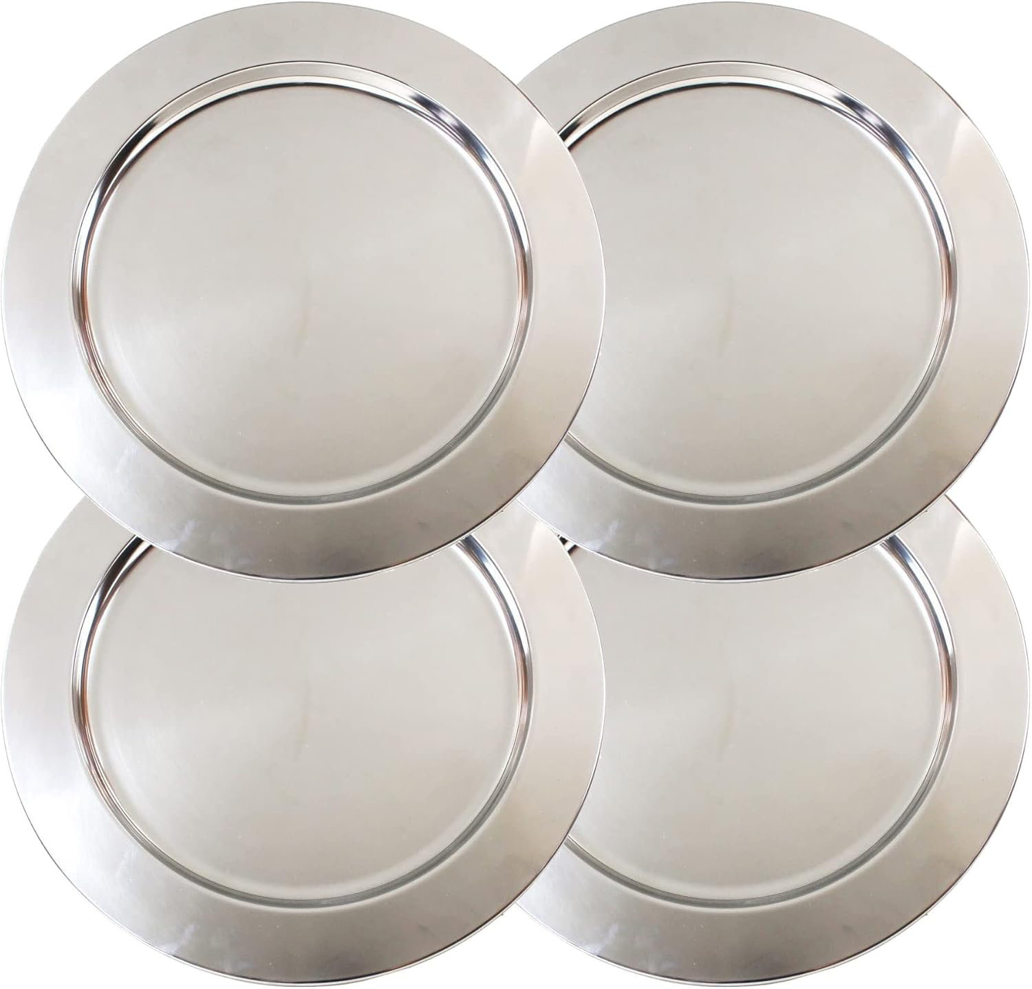 Mercer41 Silver Stainless Steel Metal Charger Plates For Events - Set ...